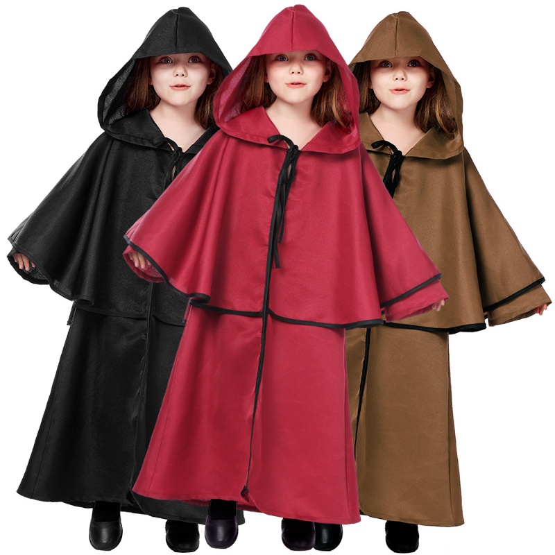 Kids Renaissance Medieval Friar Monk Death Sorcerer Cosplay Costume ...