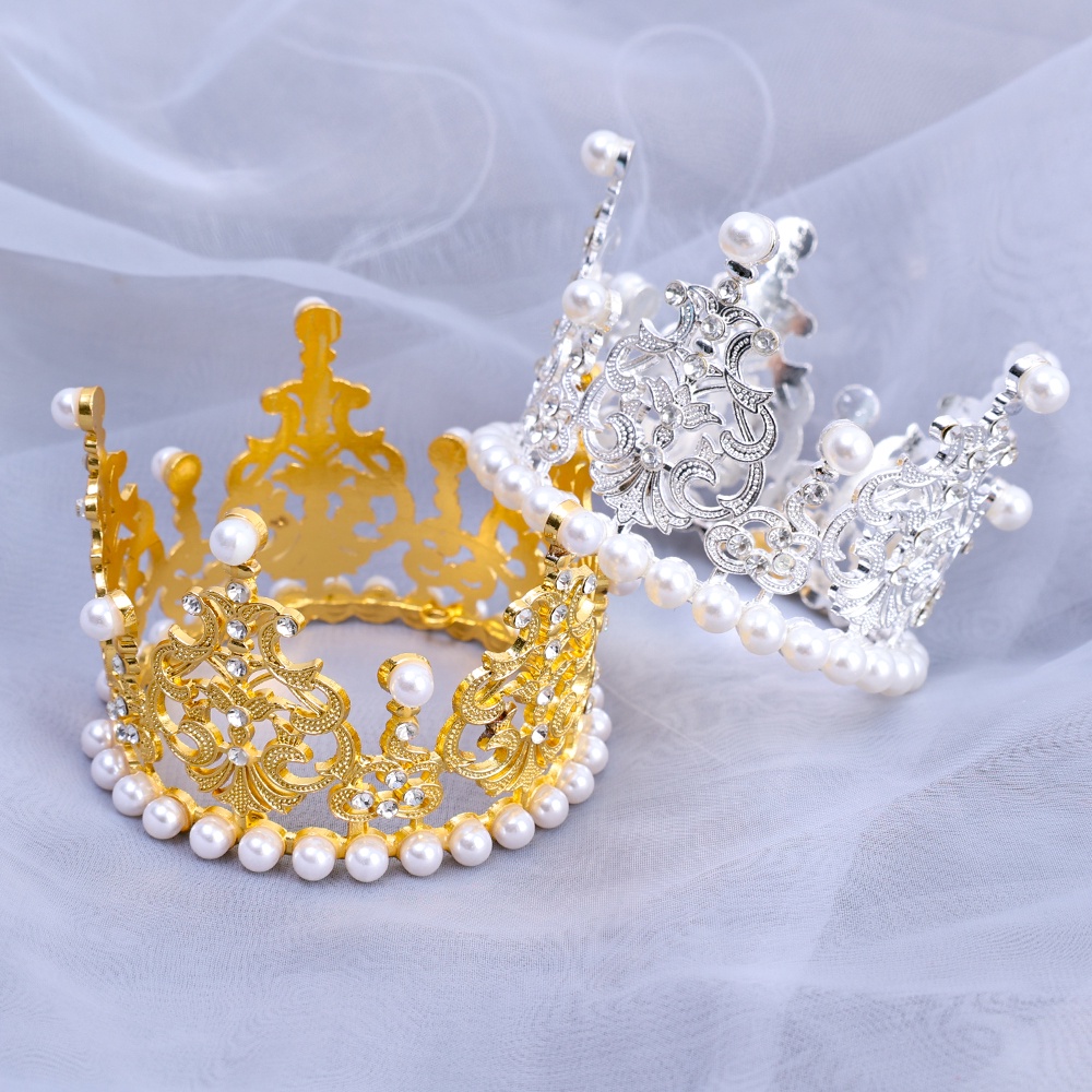 [ Featured ] Mini Pearl Crystal Crown Cake Decoration Little Princess ...