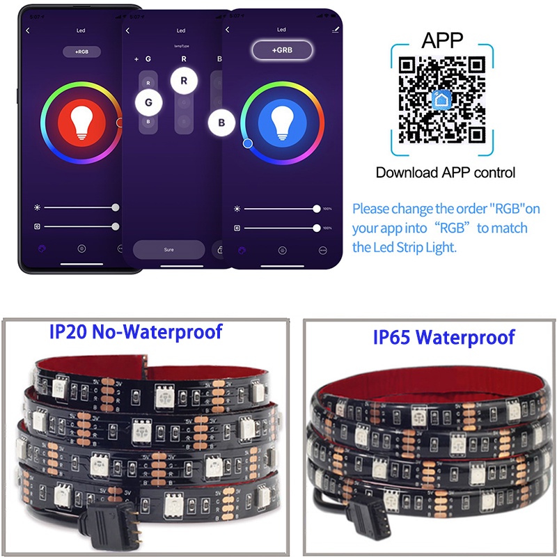 LTG-GEE Tuya Wifi Led Strip Light 5050 RGB 30LEDS/M Waterproof Led ...