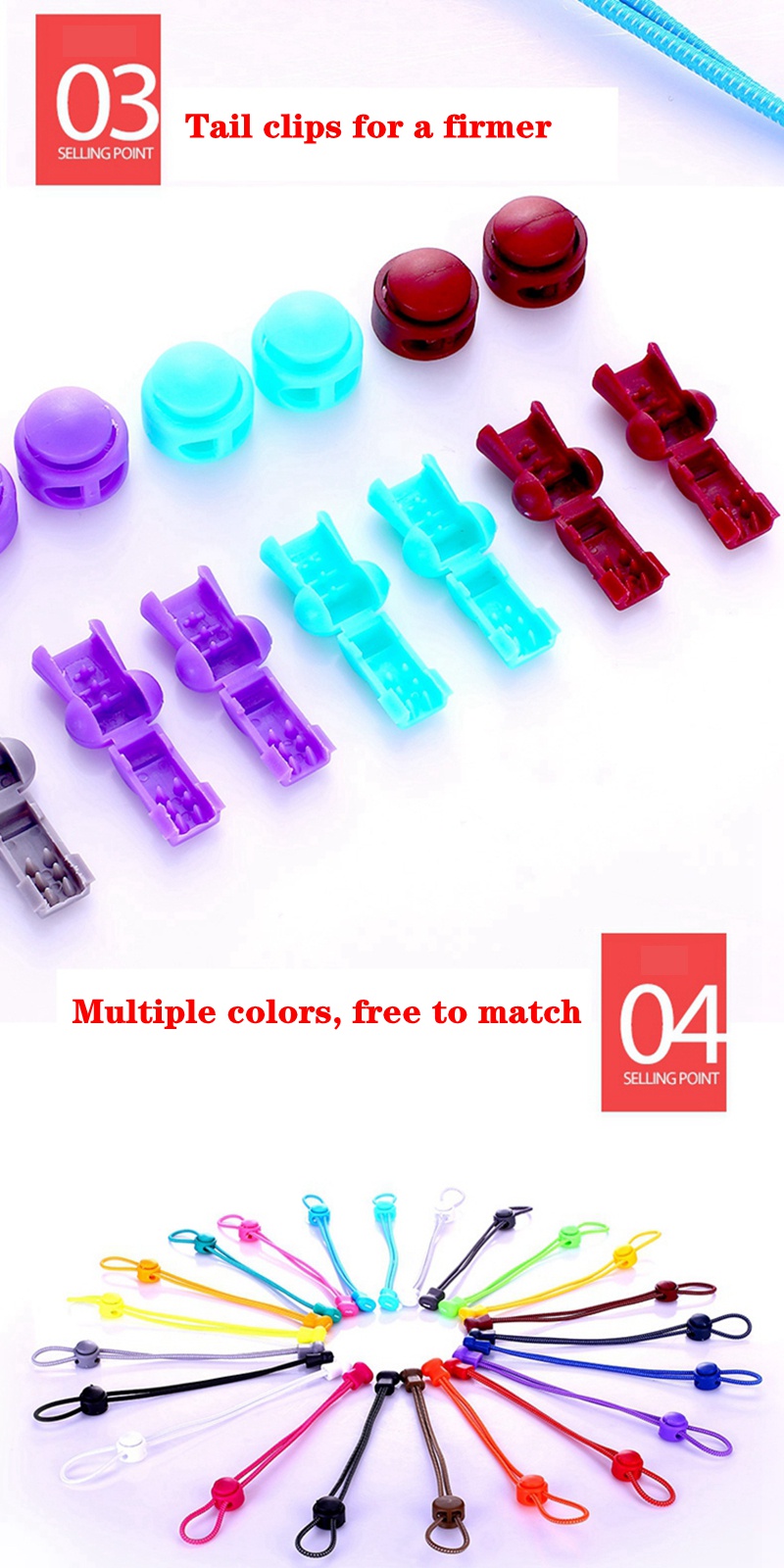 1 Pair No Tie Elastic Shoelaces 23 Colors Stretch Lock Lazy Laces For ...