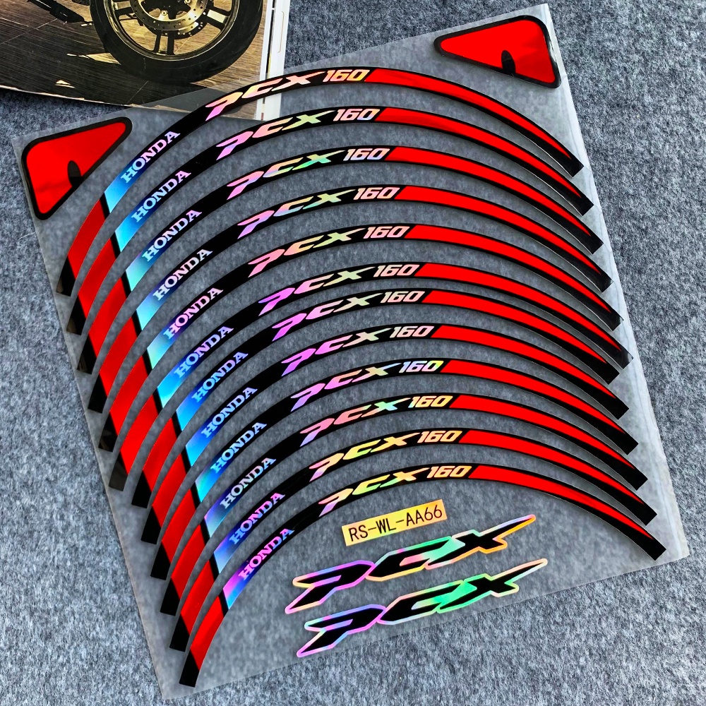 Motorcycle HONDA PCX 160 Hologram Wheel Sticker PCX 150 Hub Mags Laser ...