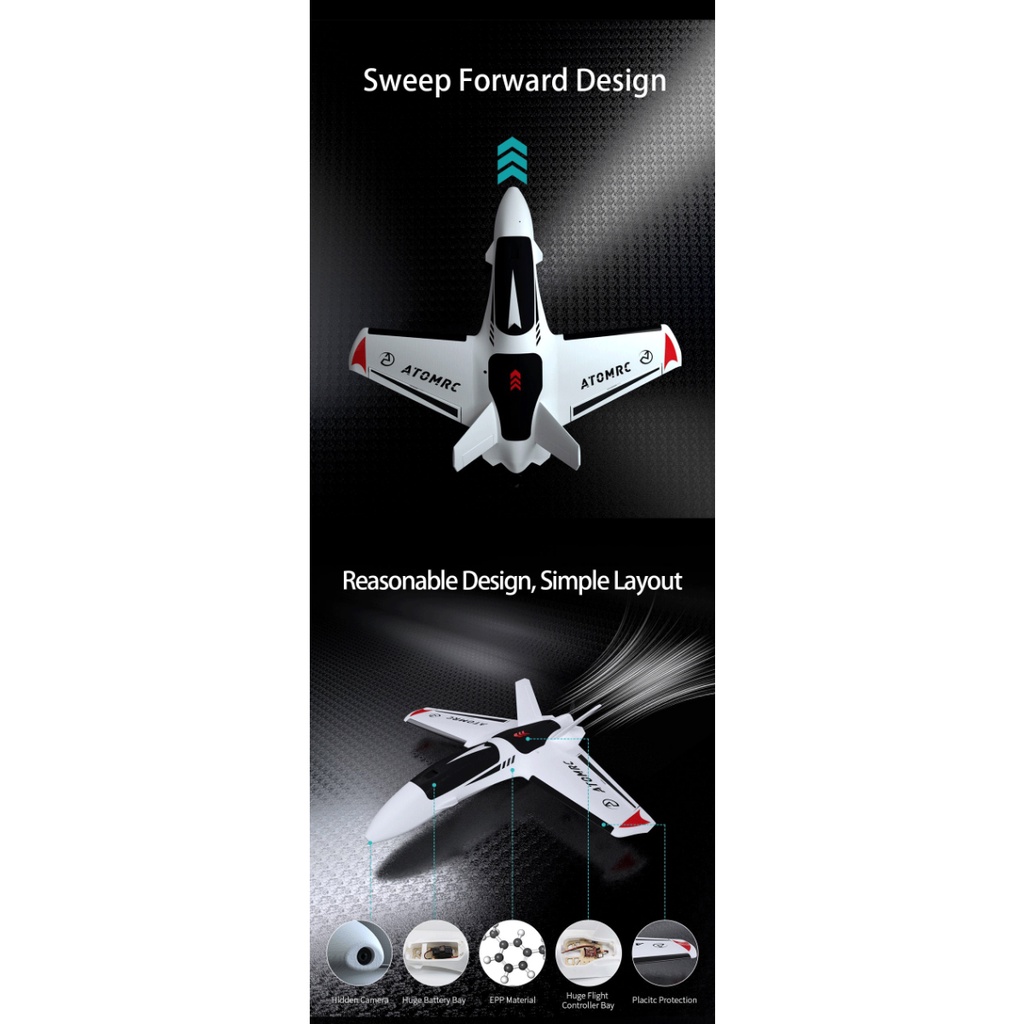 ATOMRC Dolphin V1.1 845mm Wingspan V-tail ARWING FlyWing Fixed-Wing RC ...