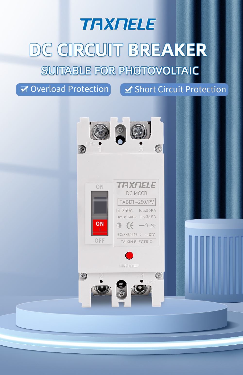 Solar Molded Case DC Circuit Breaker MCCB Overload Protection Switch ...