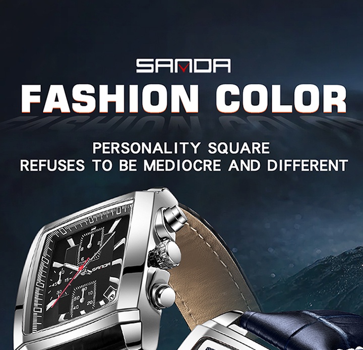 Sanda Square Multi-display Dial Luminous Luxury Quartz Watch Gift ...