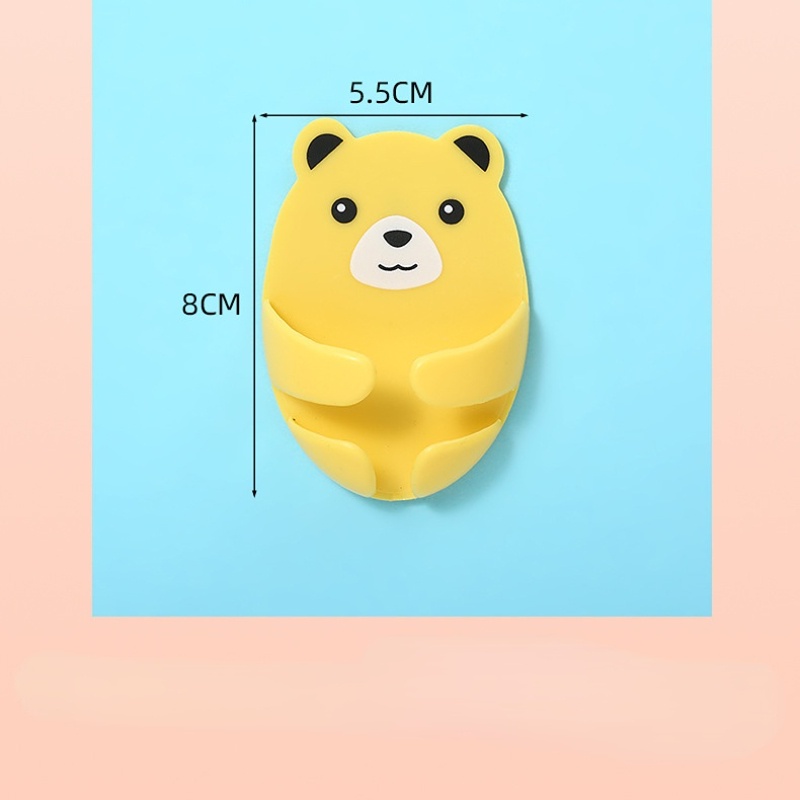 Cartoon Hug Bear Plug Hook Power Cord Bracket Wall-Mounted Adhesive ...