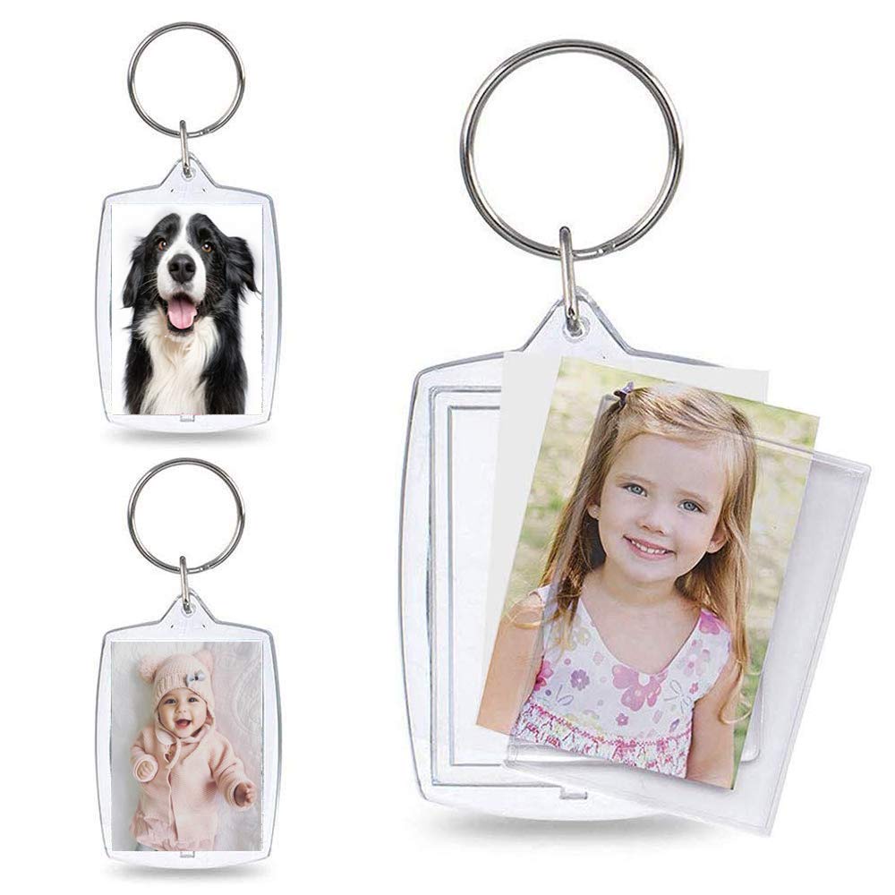 10/30pcs Arc Rectangular Acrylic Photo Frame Key Chain Clear Picture ...