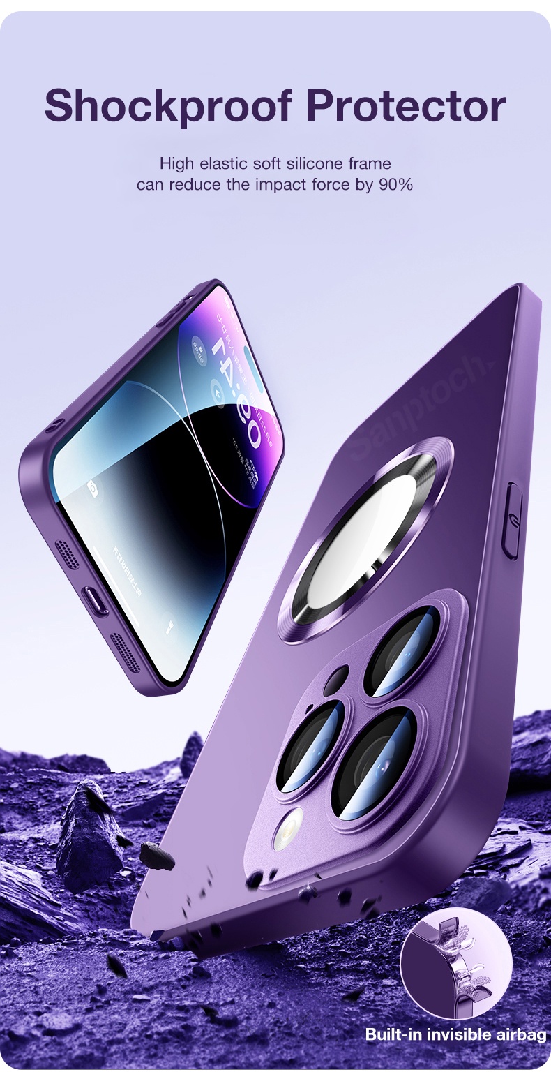 Sanptoch Magnetic Matte Phone Case For Iphone 14 13 12 Pro Max Built In