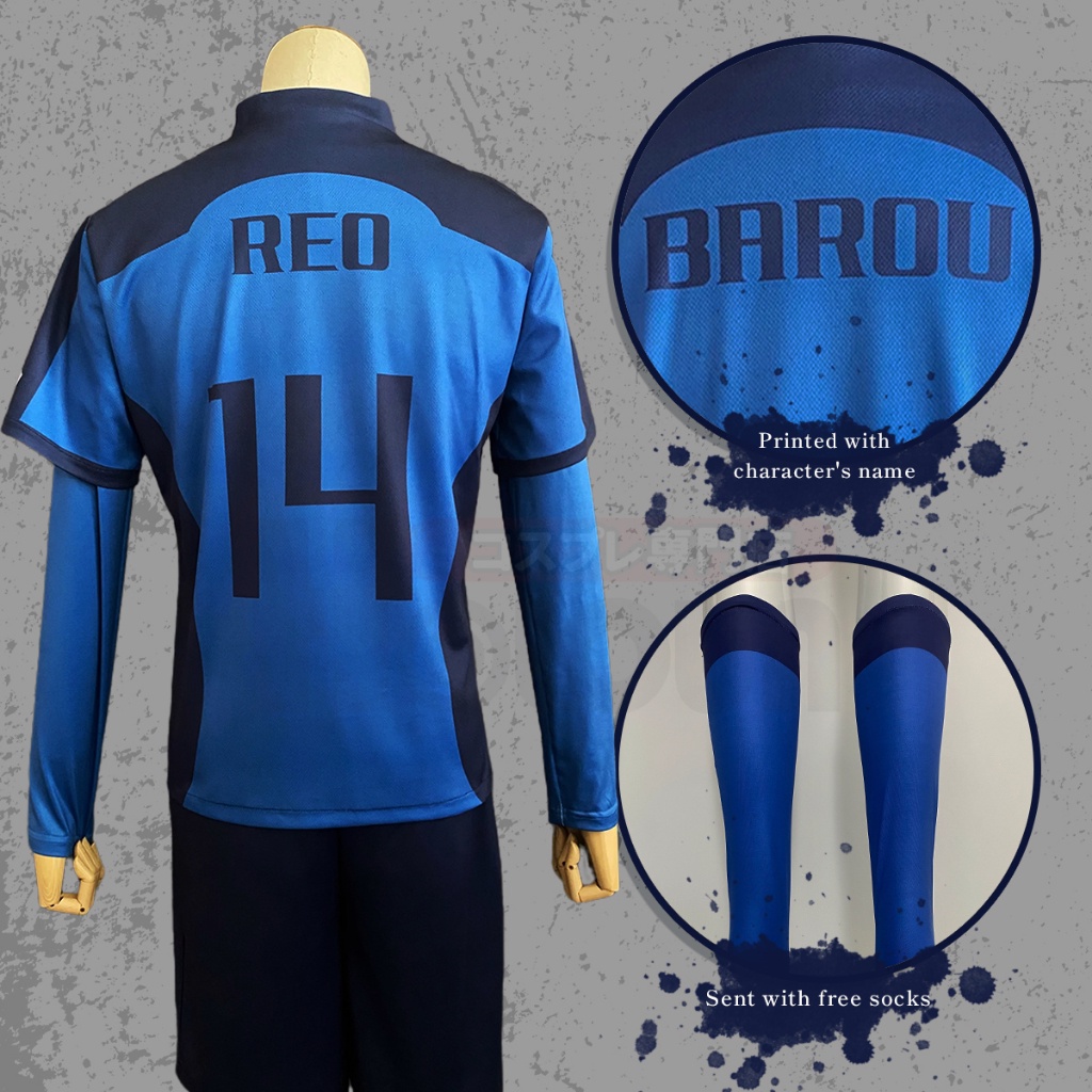 Anime Blue Lock Jersey Cosplay Costume Kaiser Reo T-shirt Football ...