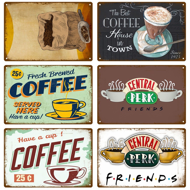 Metal Sign Decor Coffee Tin Sign Vintage Plaque Metal Plate Retro Wall ...