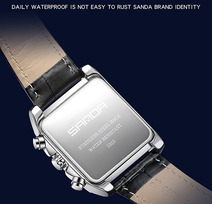 Sanda Square Multi-display Dial Luminous Luxury Quartz Watch Gift ...