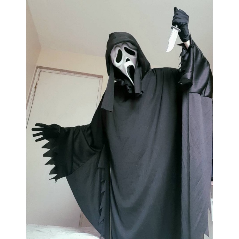 Ghost Face Mask Scream 6 Cosplay Party Mask With Black Cloth Hood Scary ...