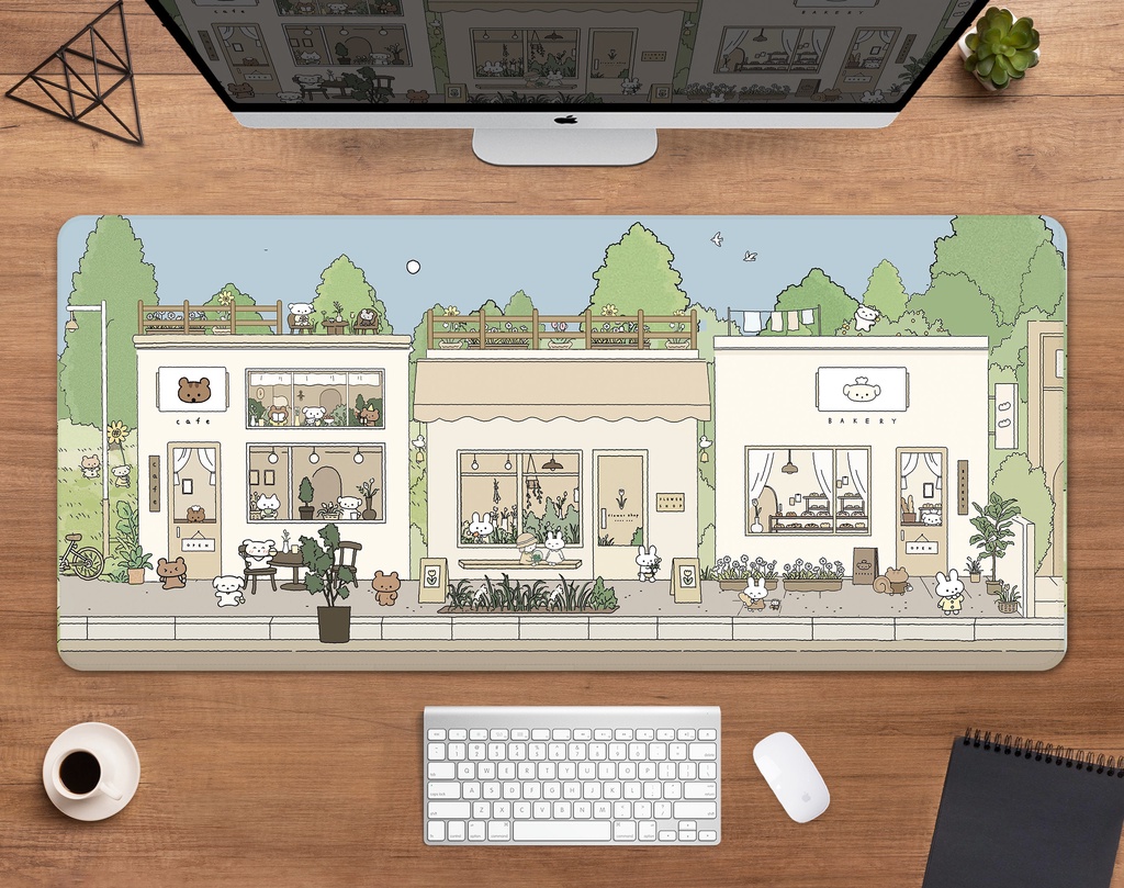 Cute Desk Mat kawaii Mousepad green, Cute mouse pad Anime street ...