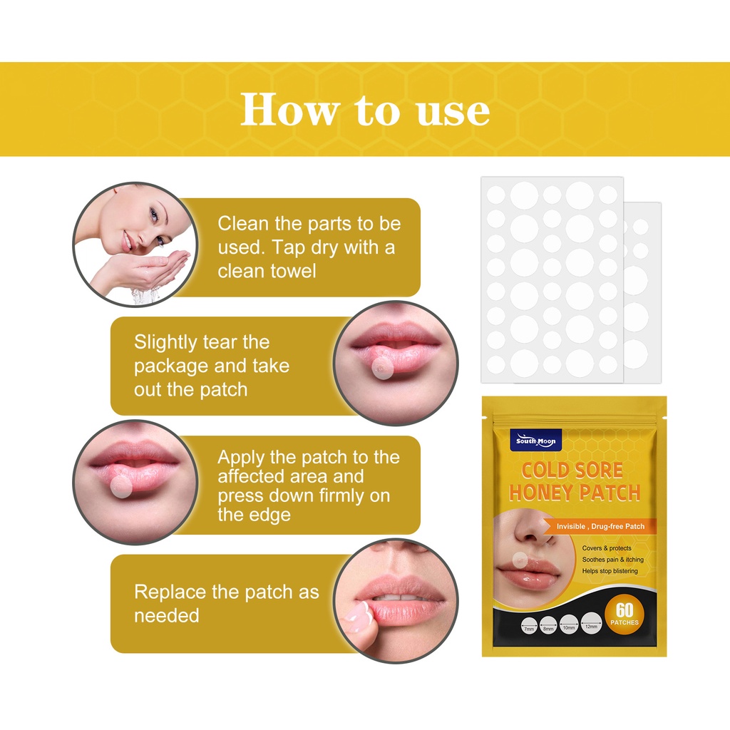 South Moon 60pcs Cold Sore Lip Patch Multifunctional Mouth Ulceration ...