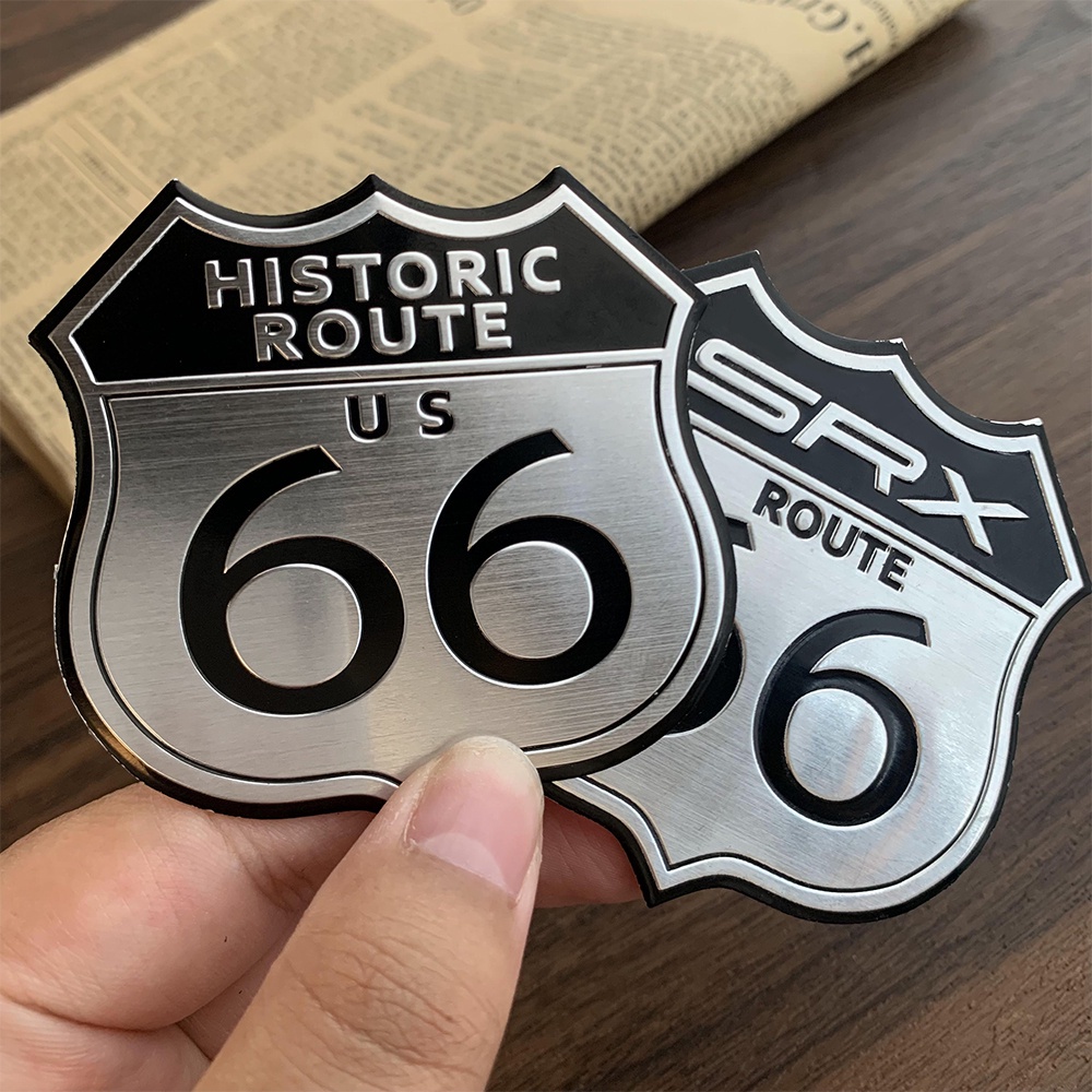 3D Motorcycle HISTORIC ROUTE 66 ROAD Embleem Badge SRX Sticker Decal ...