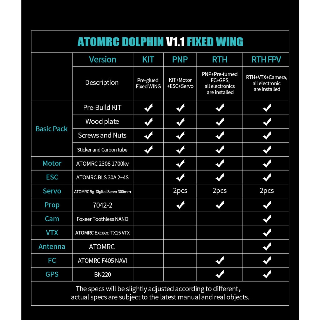 ATOMRC Dolphin V1.1 845mm Wingspan V-tail ARWING FlyWing Fixed-Wing RC ...