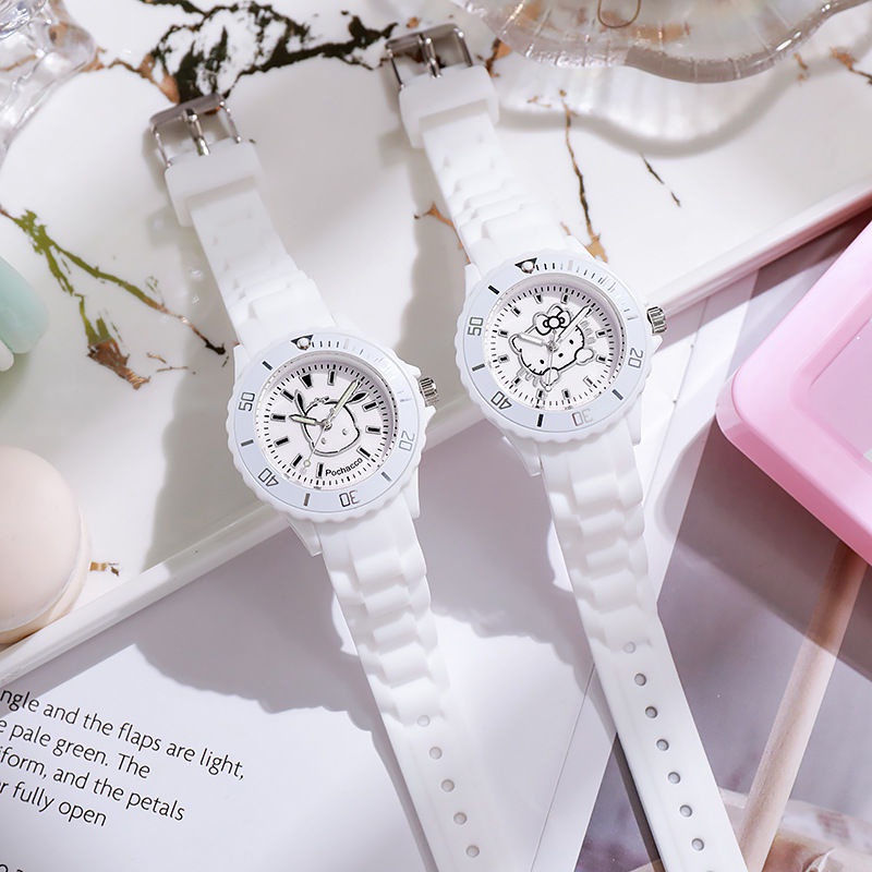 Pochacco Hello Kitty Cartoon Watch White Color Silicone Strap Kids ...