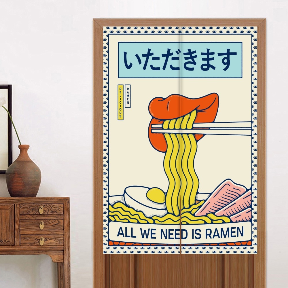 Cartoon Japanese Restaurant Sushi Ramen Shop Door Curtain Half Curtain ...
