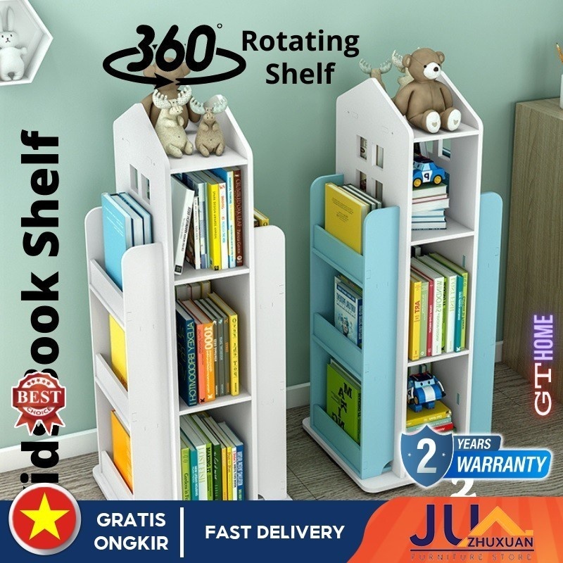 360° Rotating Bookshelf with Open Book Storage Shelves | Shopee Philippines