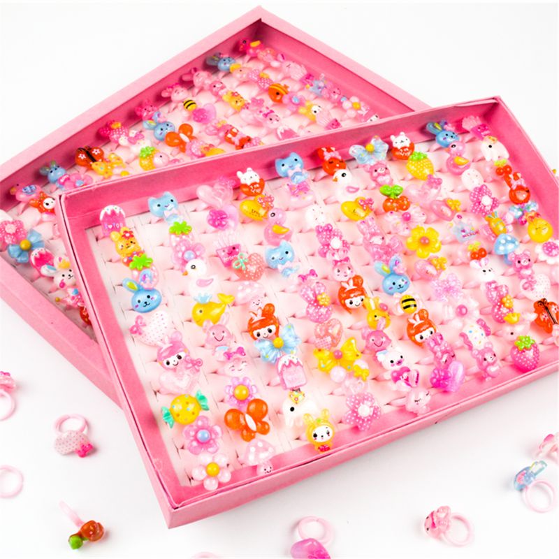 10PCS Kids Play Rings Set Cartoon Animal Flower Design Dress Up Toys ...