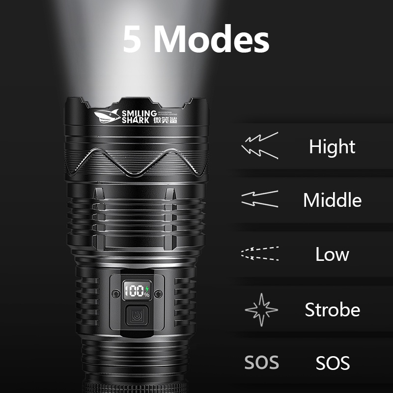 Smiling Shark SD5990 Powerful Flashlight Led M77.2 10000LM Strong Light ...