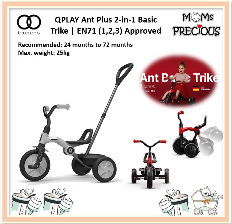 Koopers QPLAY Ant Plus 2-in-1 Basic Trike ( EN71 1,2,3 Approved) | Shopee Philippines
