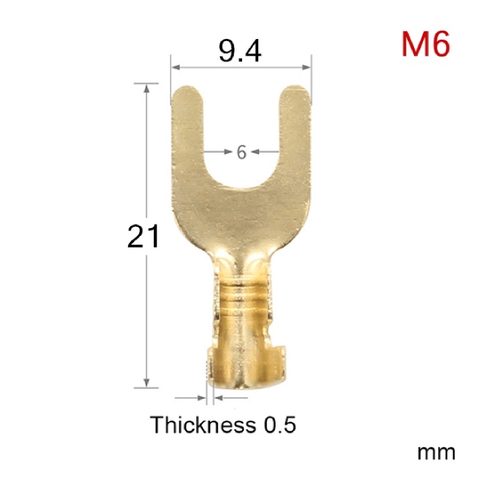 50Pcs M3 M4 M5 M6 M8 Brass Fork Spade U-Type Non-Insulated Wire ...