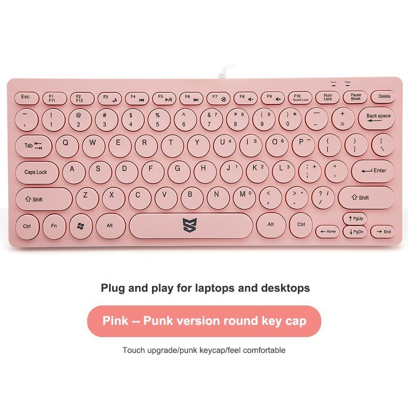 78Keys USB Pink Round Mute Button Computer Mini keyboard Ultra Thin ...
