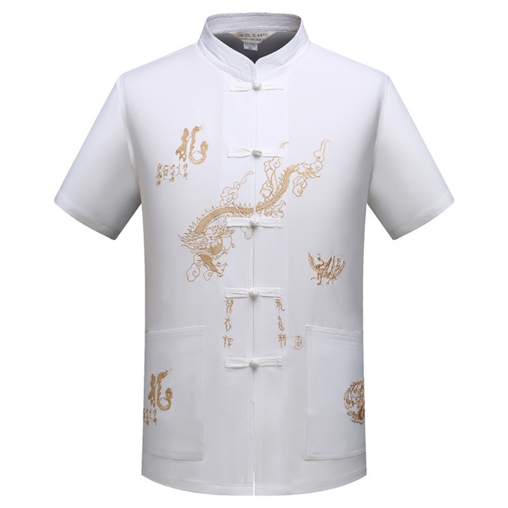 Summer men's short-sleeved shirt, stand-up collar, Tang suit, Chinese ...