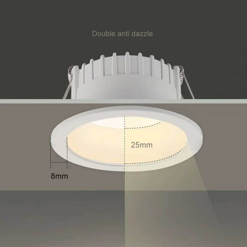 Round Anti-Glare Led SMD2835 Recessed Downlights Black/White Tri Color ...