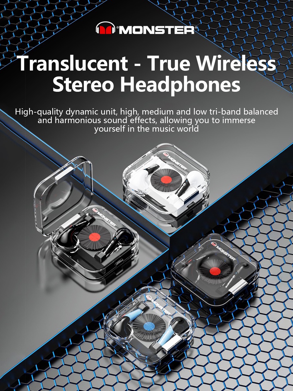 Monster Xkt01 Bluetooth Earphone Gaming Surround Sound Fast Connection ...