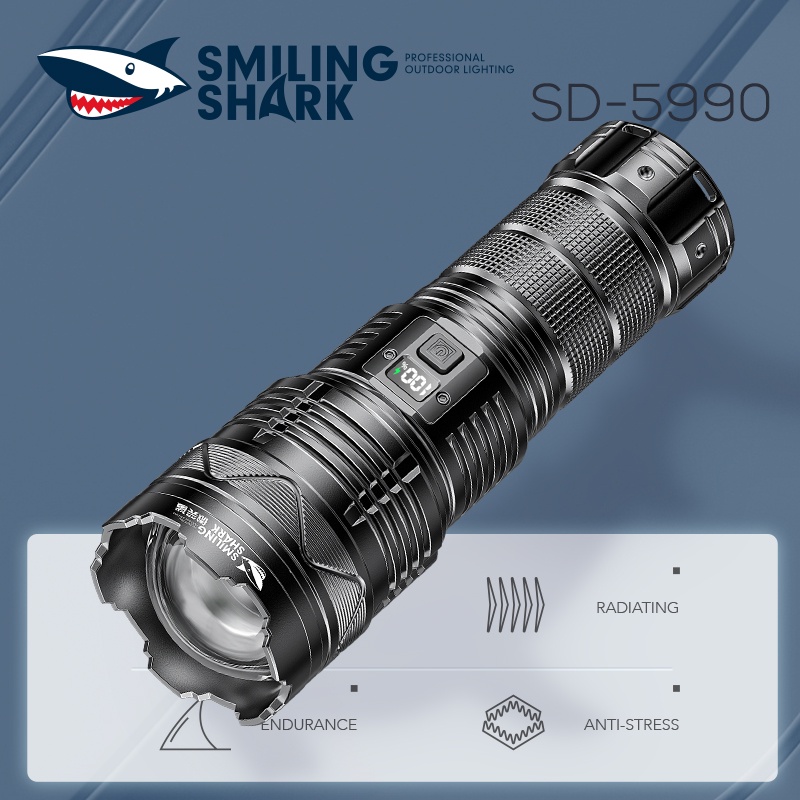 Smiling Shark SD5990 Powerful Flashlight Led M77.2 10000LM Strong Light ...