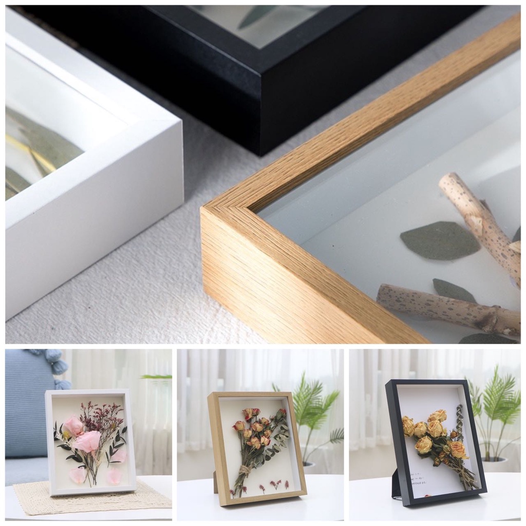 Acrylic 3D 3cm Depth Photo Hollow Frame Wooden Frame DIY Flower Bouquet ...