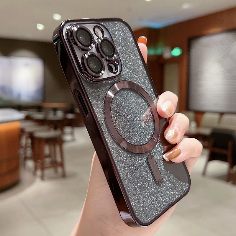 WUJU Glitter Luxury Electroplate Magnetic Wireless Charge Phone Case ...