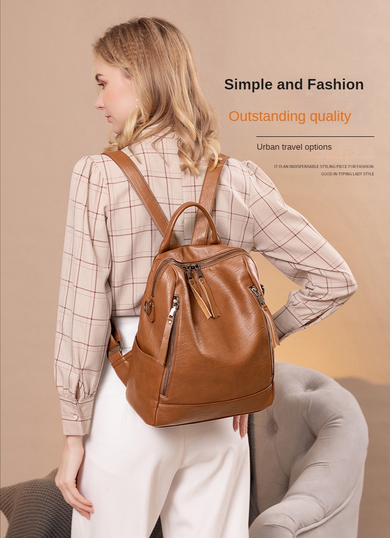 ICONZERO fashion Leather backpack for women Casual backpack Simple ...