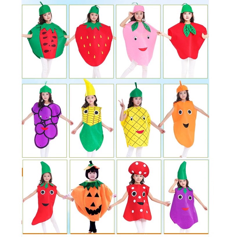 Halloween Kid Fruit Vegetable Costume Red Chili Corn Banana Strawberry Pine Apple Pea Pumpkin ...