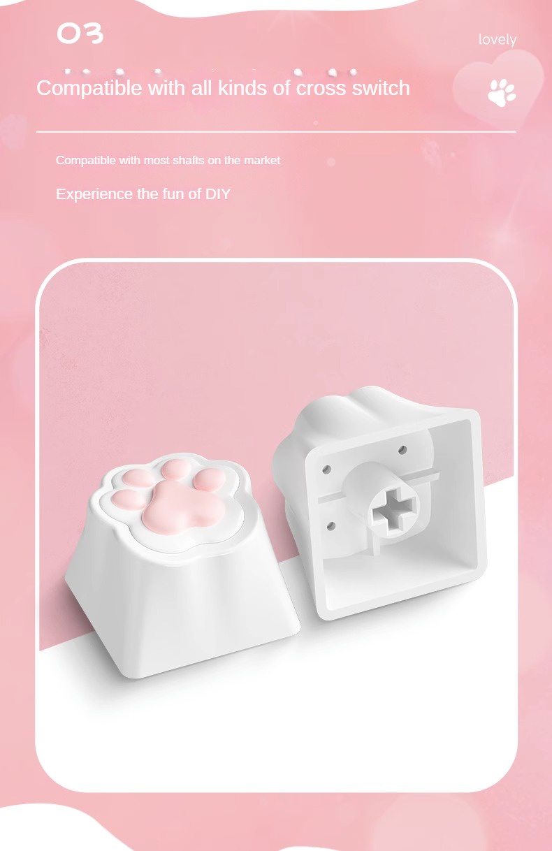 Lychee gaming New Cute MeowMeow cat claw keycap girl pink mechanical ...