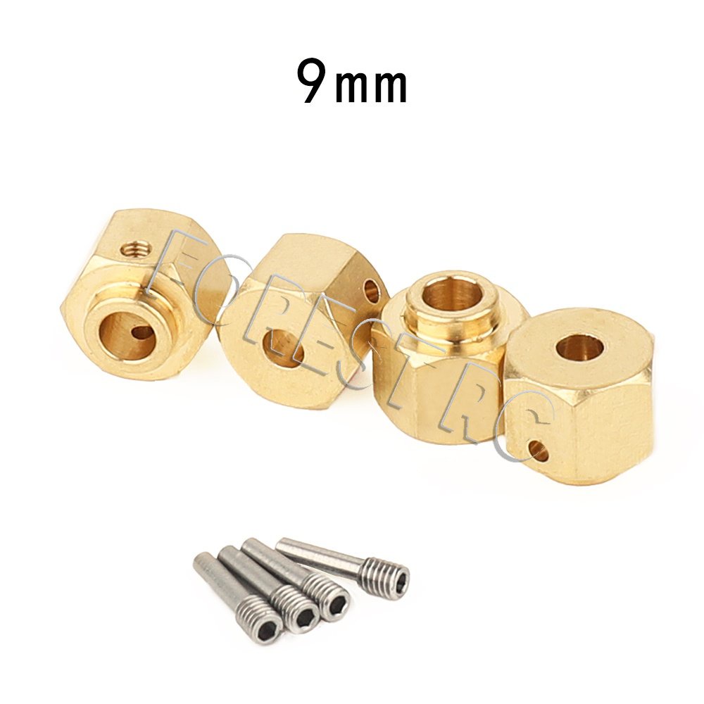 4pcs 6/7/8/9/10/12mm Heavier Brass 12mm Wheel Hex Wheel Hub Extended Adapter for 1/10 RC Crawler ...
