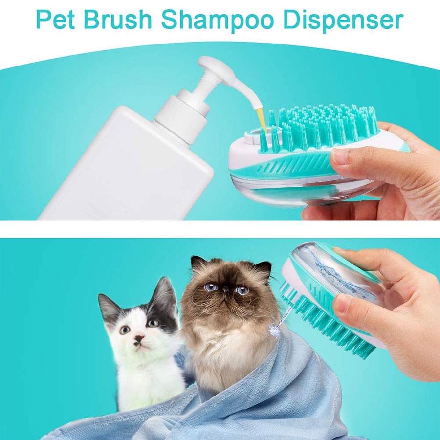 Pet Dog Cat Bath Brush 2-in-1 SPA Massage Comb Soft Silicone Shower ...