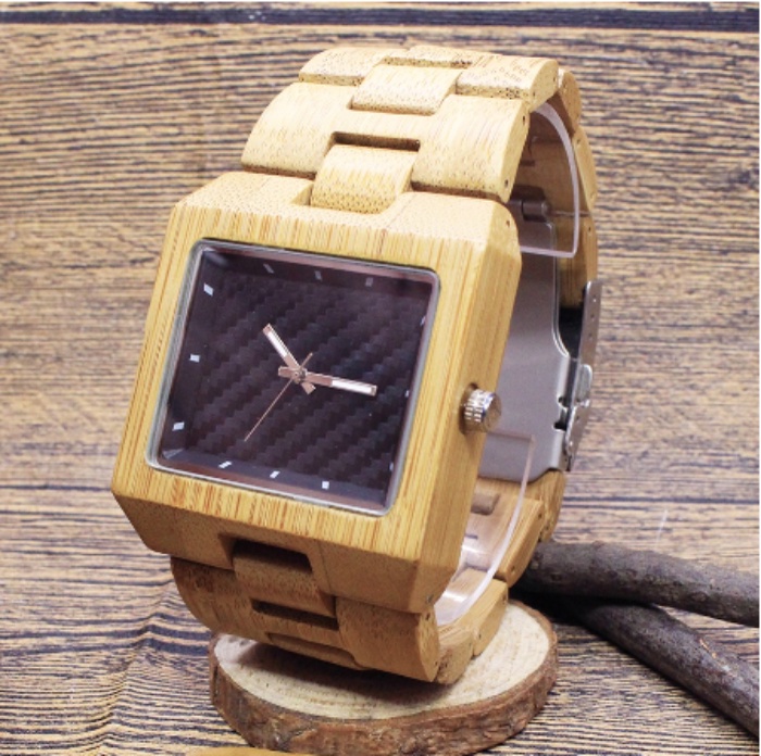 Solid Wood Bamboo Watch Men's Watch Top High-end Fashion Rectangular ...