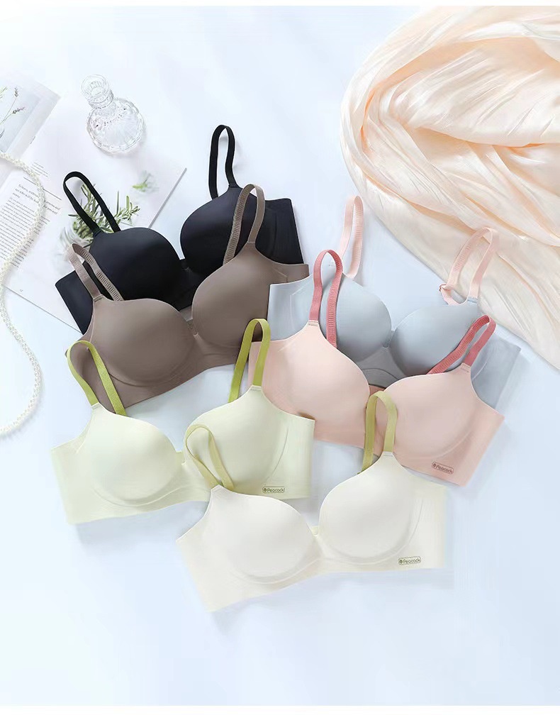Contrasting color British bra No steel ring push-up bra Smooth 3D cup ...