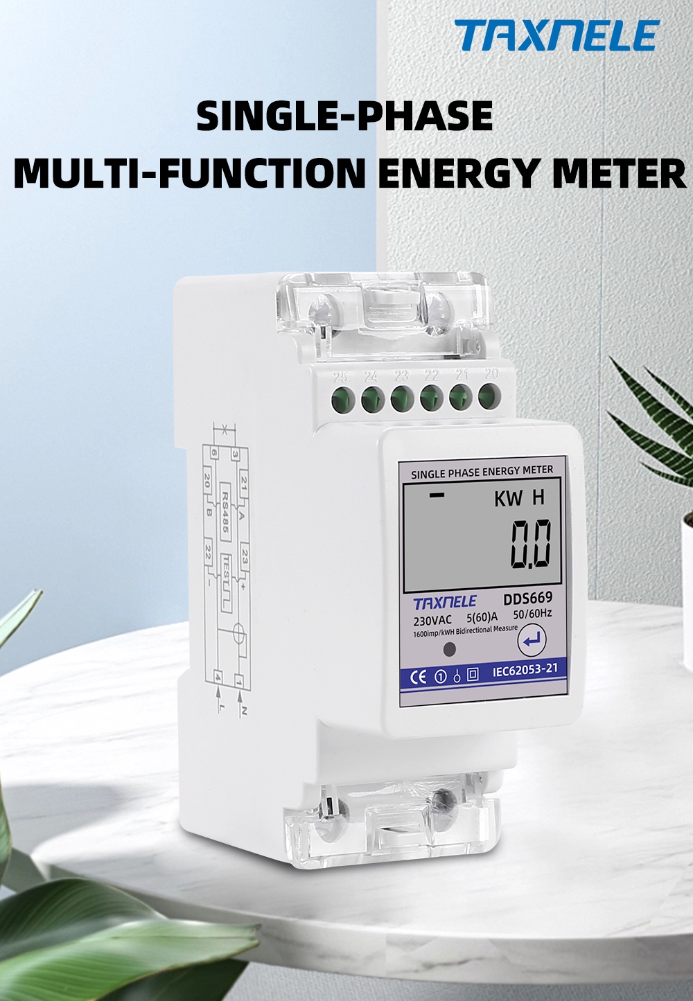 Multifunction 230V 60A Bi-directional Energy Meter Import Export KWH ...