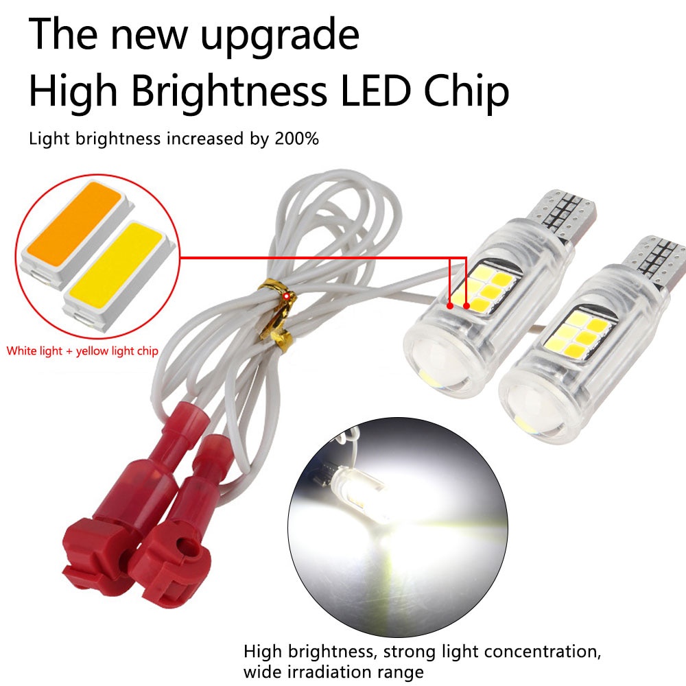 2pcs T15 Dual Contact LED W16W Motorcycle Turn Signal Light Dual Color ...