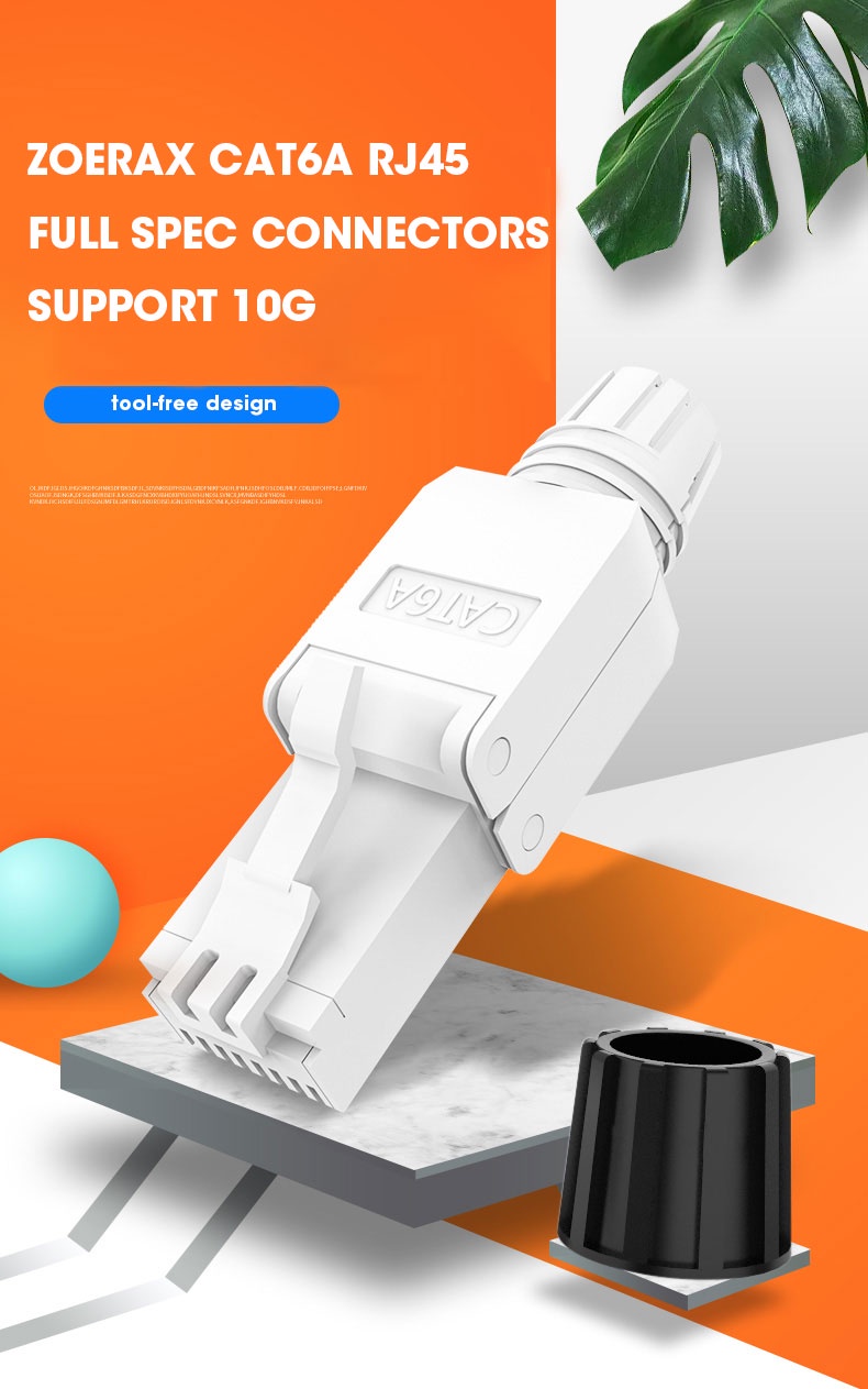ZoeRax RJ45 Connector Toolless Free Tool CAT8 CAT7 CAT6A CAT6 CAT5E ...