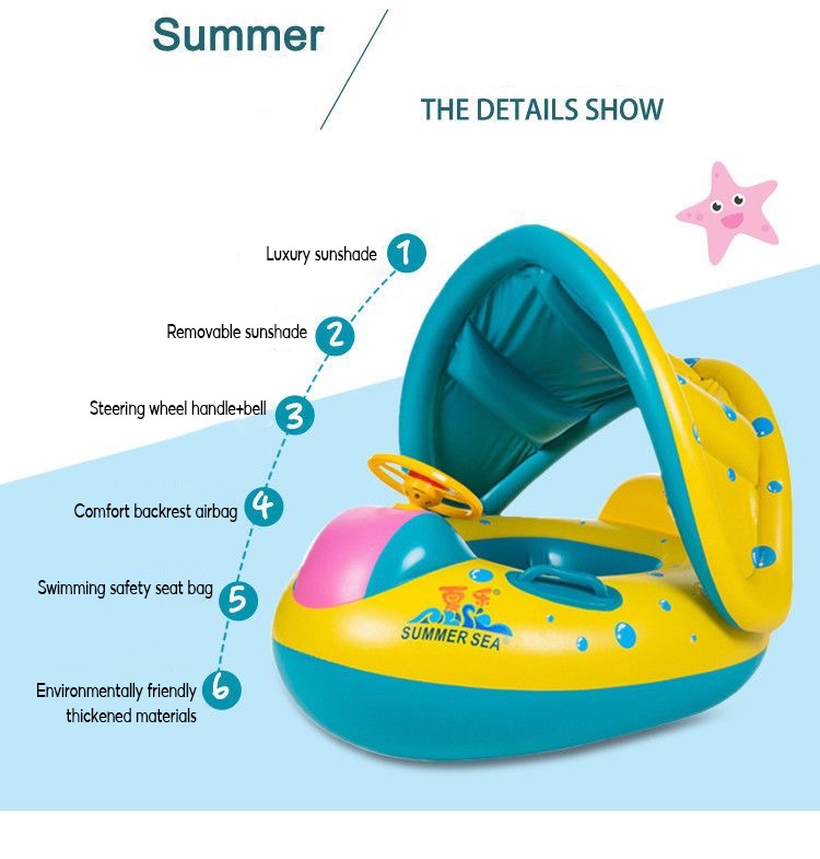 Swimming Float Boat Inflatable Floater Salbabida with Sunshade for Baby ...