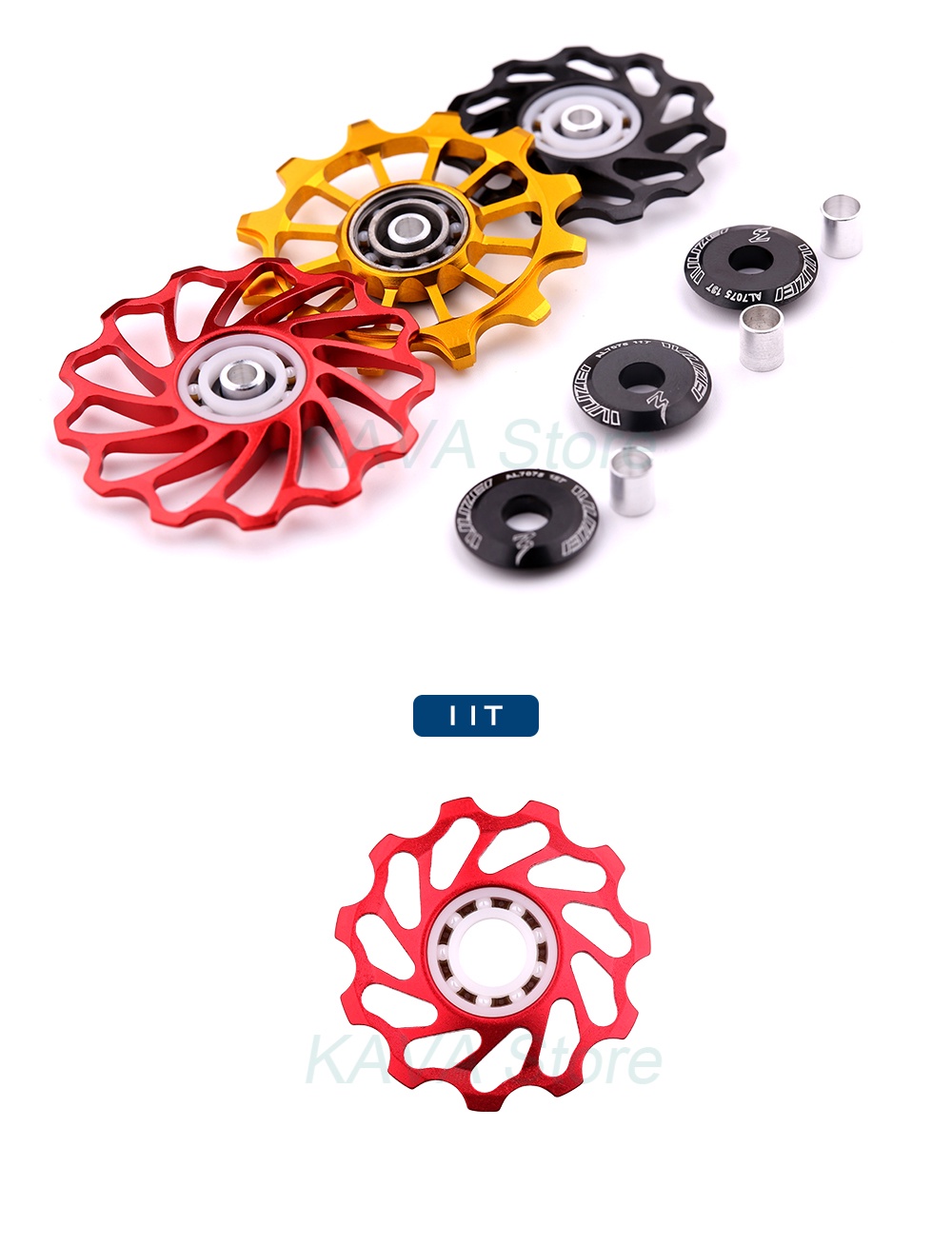 WUZEI 1PCS MTB/Road Bike Ceramic Pulley Aluminum Alloy Rear Derailleur 11T 12T 13T Guide Wheel ...