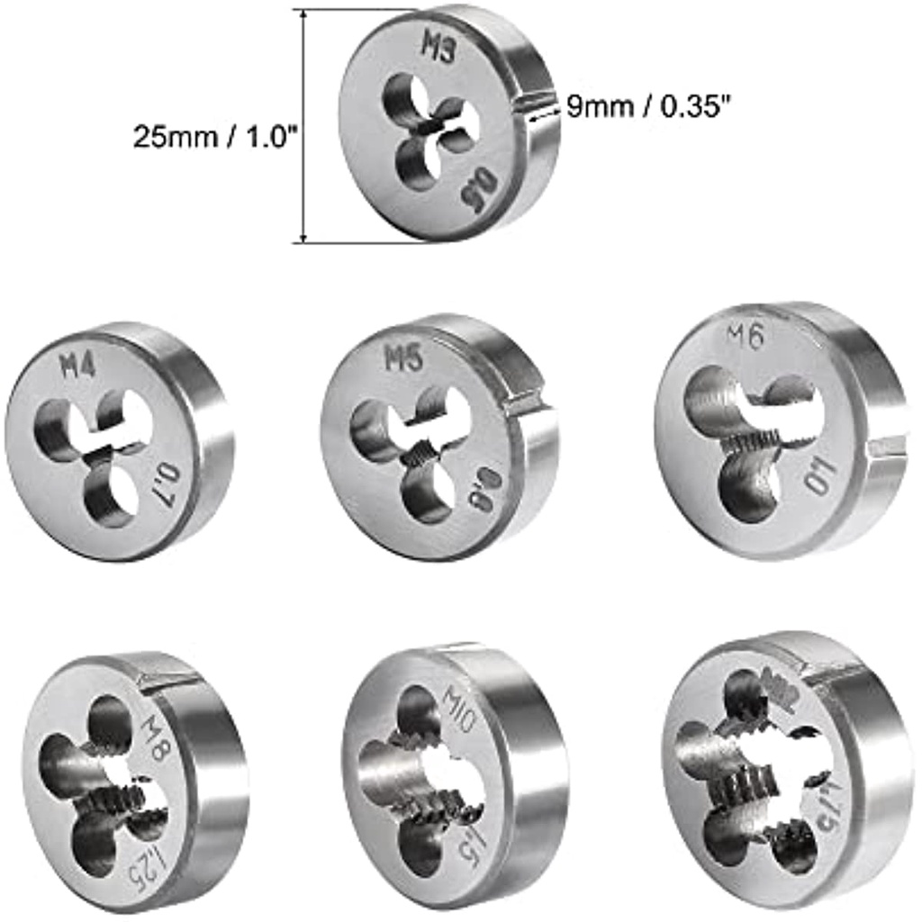 8pcs Round Die Stock Handle Wrench Set, M3 M4 M5 M6 M8 M10 M12 Metric ...