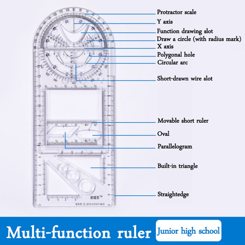 Multifunctional Drawing Ruler Geometric Function Drawing Measuring ...