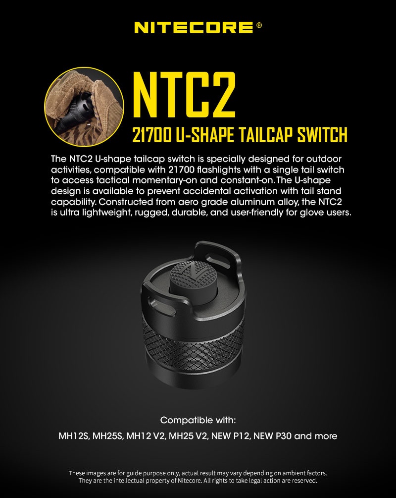 Nitecore NTC2 Flashlight Accessories 21700 U-Shape Tailcap Switch For ...