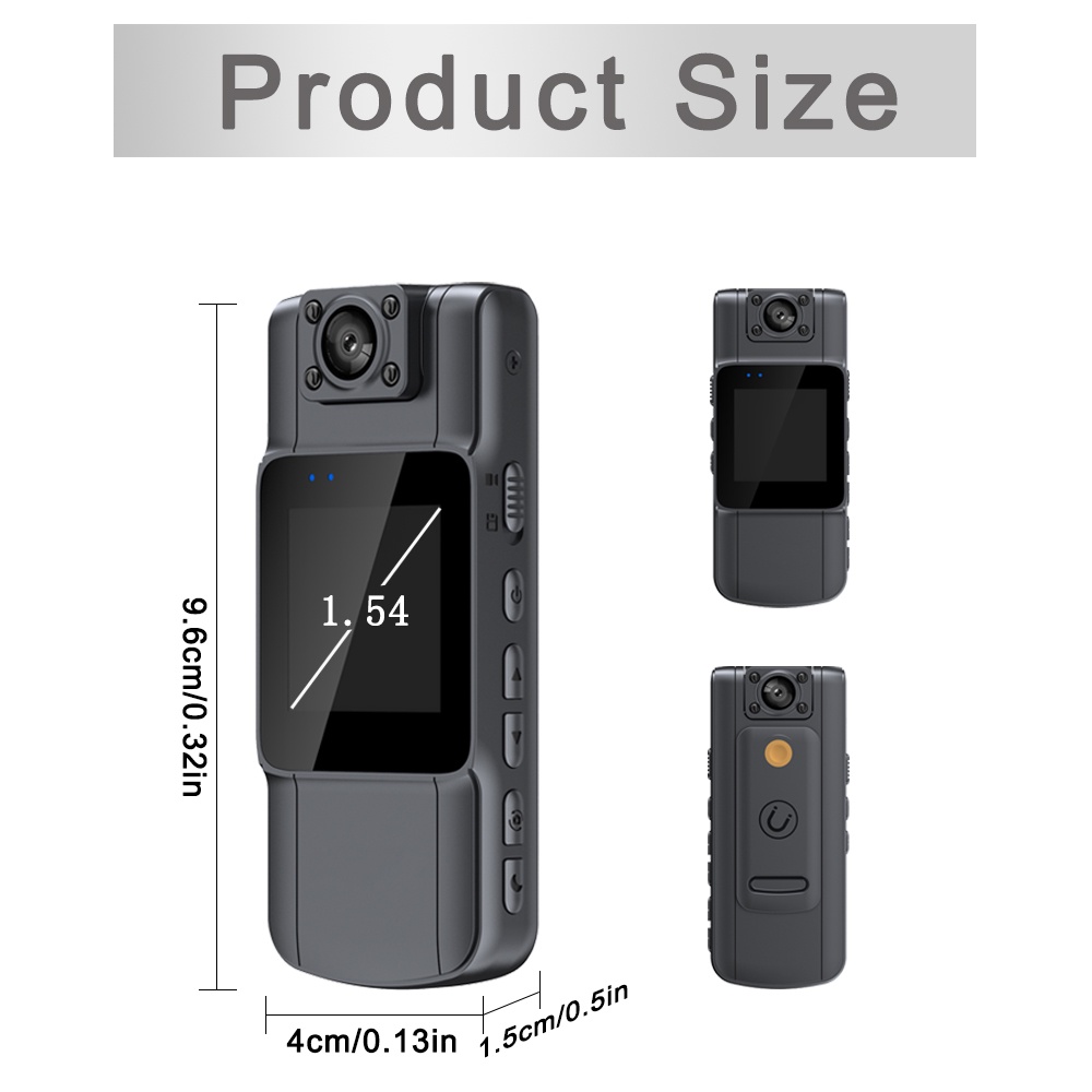 Mini Camera With 2K HD IPS Screen,180°Rotatable Len And Back Clip Full HD police Body Worn ...