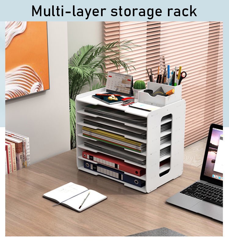 Multi Layers Magazine Holder Newspaper Rack Stationery Storage Box Desk ...